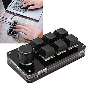 Yoidesu 6 Keys Mechanical Keyboard, Hot Swappable Programming Macro keypad, Mini USB 6 Keys Keypad Mechanical Gaming PC Keyboards, Custom Keyboard, Red Switch, Plug and Play