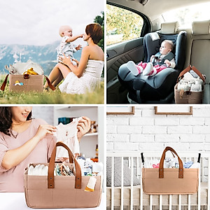 Diaper Caddy Organizer Made with Premium Felt, Diaper Organizer Storage & Baby Travel Essential, Baby Organizer Nursery Bag Must Haves, Practical Gifts for Baby Shower, Newborn & Expecting Parents