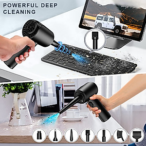 Compressed air Duster, 51000RPM Keyboard Cleaner 6000mAh Cordless Electric air Duster Reusable USB Rechargeable Keyboard Cleaning Kit is Suitable for Computer, Car, Household Dust Removal