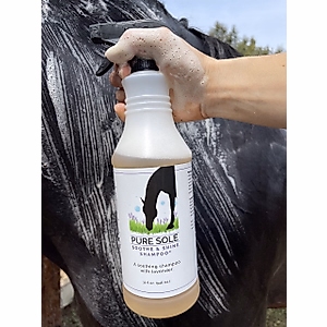 Pure Sole Soothe & Shine Shampoo - A Gentle Deep Cleaning Moisturizing Horse Shampoo - Hydrates Skin and Conditions Coat. - Perfect for Mane and Tail Too - 32 oz.