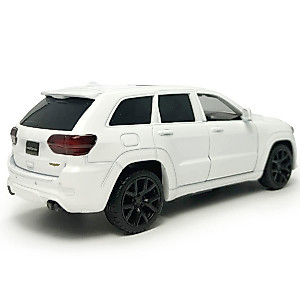 Grand Cherokee Trackhawk Toy Car SUV Diecast Model Car 1/36 Scale Pull Back Vehicle Zinc Alloy Casting Metal, Doors Open, Toys for Boys Kids Birthday Gifts Adults Mens Collection, White