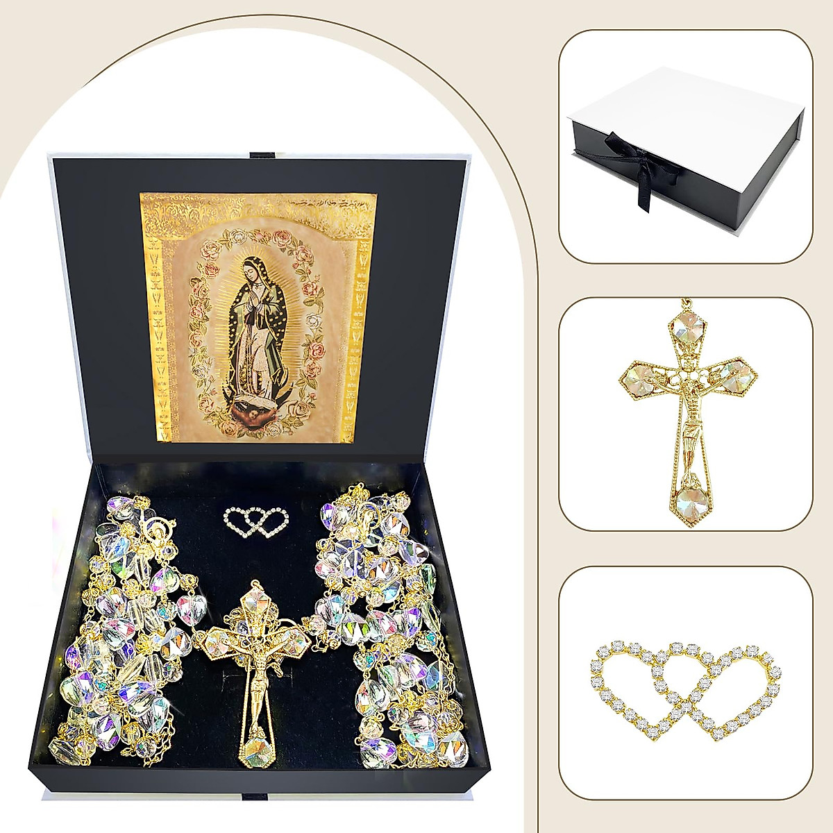 Lazo Para Boda,Wedding Lasso for Ceremony Gift,Rosario Lazos Para Boda Catolica,Lazos Para Bodas De Iglesia Para Novios,Lasso for Wedding Ceremony, Wedding Crystal Rosary,Lazo De Bodas Para Los Novios