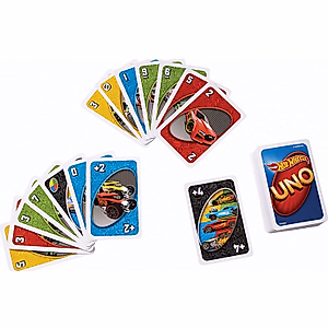 Hot Wheels UNO Matching Card Game Featuring 112 Cards with Hot Wheels Graphics, Game Night, Kids Gift Ages 7 Years & Older