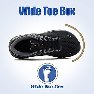 JACKSHIBO Wide Toe Box Shoes for Men Women Wide Sneakers Road Running Shoes Lightweight Breathable Neutral Cushioned Walking Shoes Athletic Tennis Wide Shoes Black