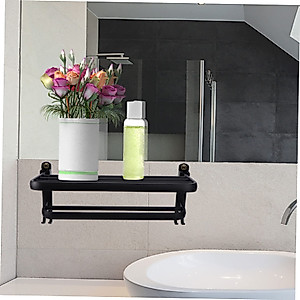 PRETYZOOM 1 Set Storage Rack Bath Towel Rack Towel Racks Bar Black Towel Hook Hanger Organizer Black Stand Vintage Bathroom Towel -Mounted Aviation Aluminum Space Aluminum