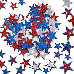 200 Pcs Patriotic Stickers Glitter Star Foam Sticker 4th of July Stickers Self Adhesive Small Star Stickers Independence Day Handmade Decors for 4th of July Decor Kid's Arts Craft Supplies