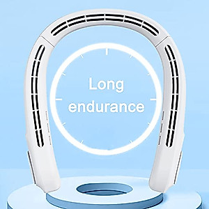 Leafless USB Hanging Neck Fans, Hands Free Bladeless Fan, Portable Rechargable Battery Personal Fan Portable Around Neck Fan, Leafless, Rechargeable, Headphone Design,3 Speed, White