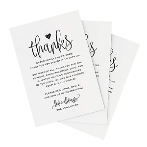 Bliss Collections Thank You Postcards, Heart Script, Cards for Weddings, Receptions, Baby or Bridal Showers, Birthdays, Graduations, Parties, Celebrations or Special Events, 4"x6" (50 Cards)