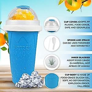 Slushy Maker Cup - Travel Slushie Cup, TIKTOK Quick Freeze Magic Cup, Double Layer Slushy Cup, Cooler Smoothie Silicon Cup, Mini Ice Cream Maker, Slushies - Blue.