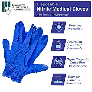 Blackwork Worldwide Pulse Logic 171 - (100 Gloves Per Box) Powder-Free - Nitrile Exam Gloves, Blue, Latex-Free, (Single Box - Large)
