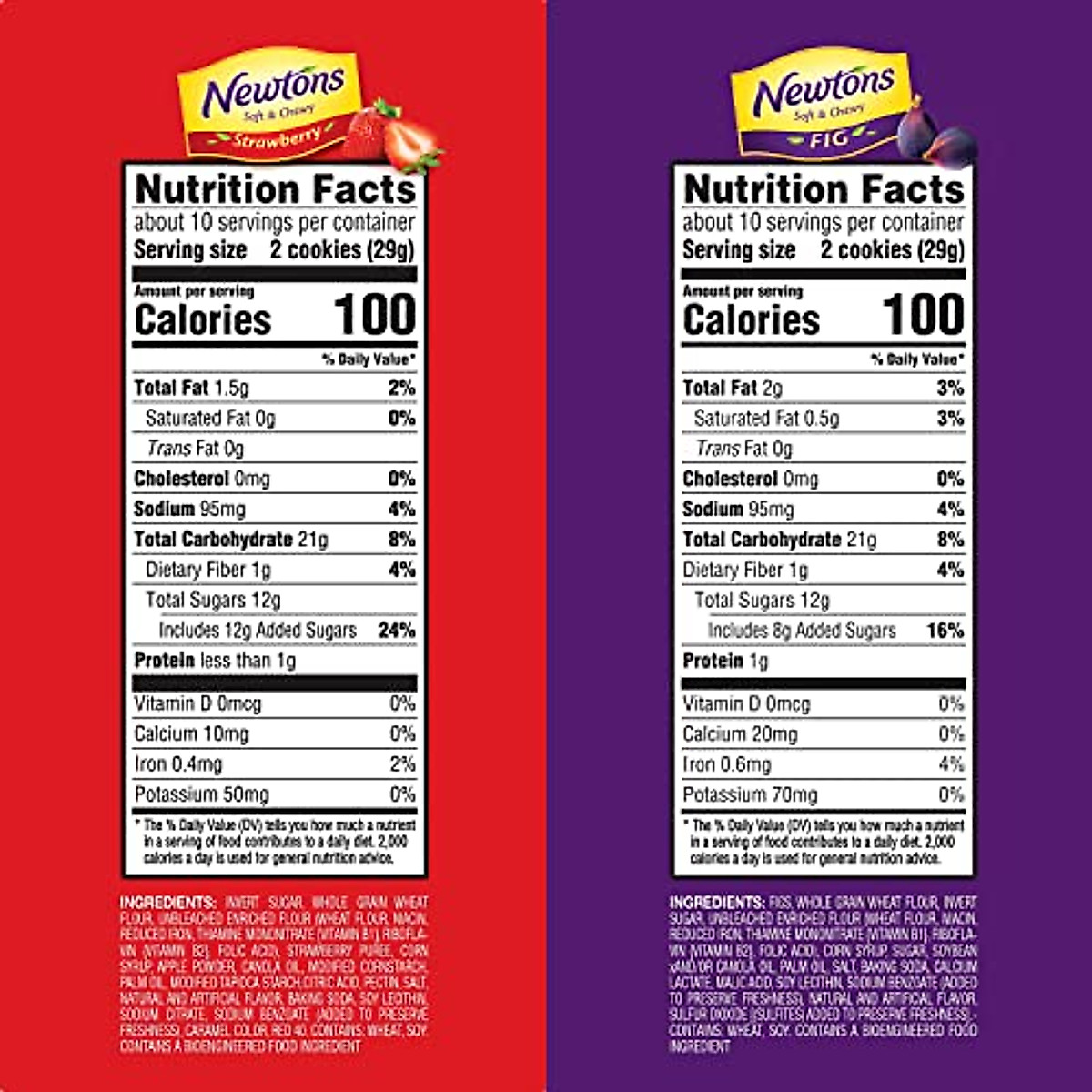 Newtons Soft & Chewy Cookies Variety Pack, Newtons Fig Cookies and Strawberry Cookies, 4 Packs