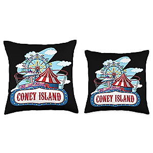 Coney Island Brooklyn New York Souvenir NYC Brooklyn Coney Island Fun Park New York City Souvenir Circus Throw Pillow, 16x16, Multicolor
