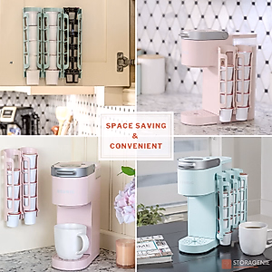 STORAGENIE Coffee Pod Holder for Keurig K-cup, Side Mount K Cup Storage, Perfect for Small Counters(Pink)