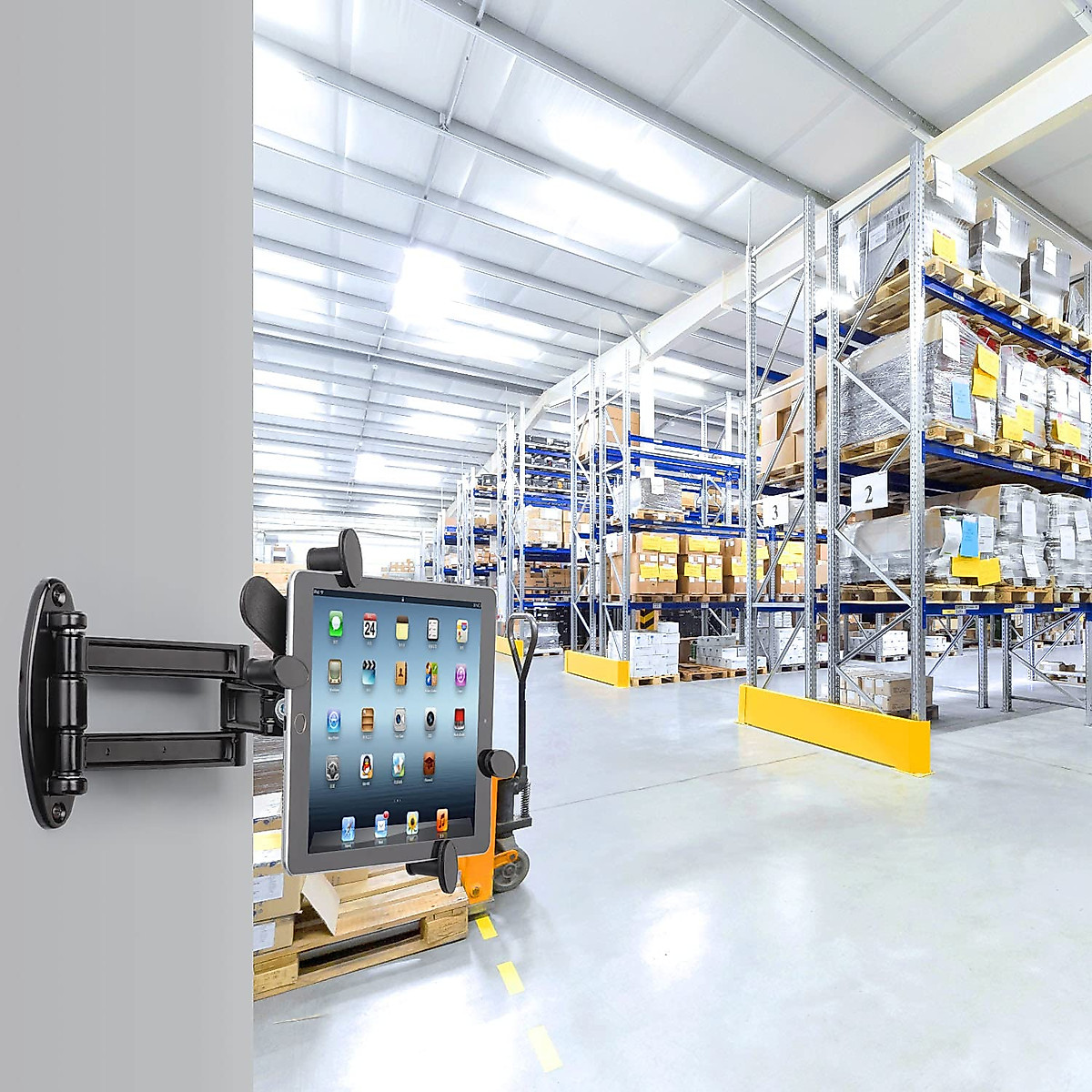 iTODOS Foldable Tablet Wall Mount Holder for 7 to 12.9 Inch Tablets,iPad, Galaxy Tabs,Fire,Slate, Articulating Arm Swivels Extension Rotation, Durable Aluminum Alloy(Black)