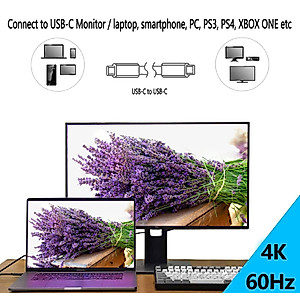 Akingdleo Portable External Monitor Cable,10Gbps USB 3.1 USB C 100W Fast Charging, 4K@60Hz Video Output, Compatible for ASUS ZenScreen MB16A/ MB14AC/ MB16AC USB Type-C Portable Monitor