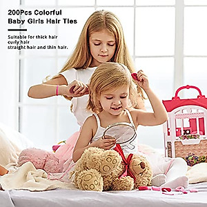 200Pcs Baby Hair Ties, Elastic Toddler Hair Ties, Multicolor Small Seamless Rubber Hair Bands Ponytail Holders for Infants Girls and Kids