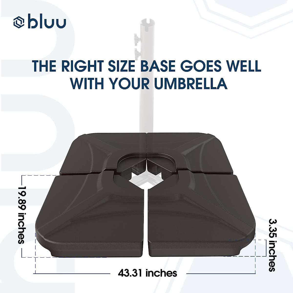 BLUU Compact Base 4 Pc 230 Lbs Water & Sand Filled Weighted Base Offset Cantilever Hanging Patio Umbrella Base for Banyan Offset Hanging Umbrella,Dark Brown