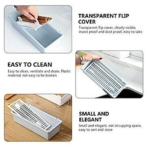 Cabilock Organizer Storage Rack Flatware Tray with Lid Kitchen Chopsticks Drain Box Fork Storage Case Container Kitchen Silverware Chopsticks Drainage Box (Blue) Cooking Utensil Sink