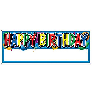 Beistle Multicolor Customizable Happy Birthday Banner-1 Pc