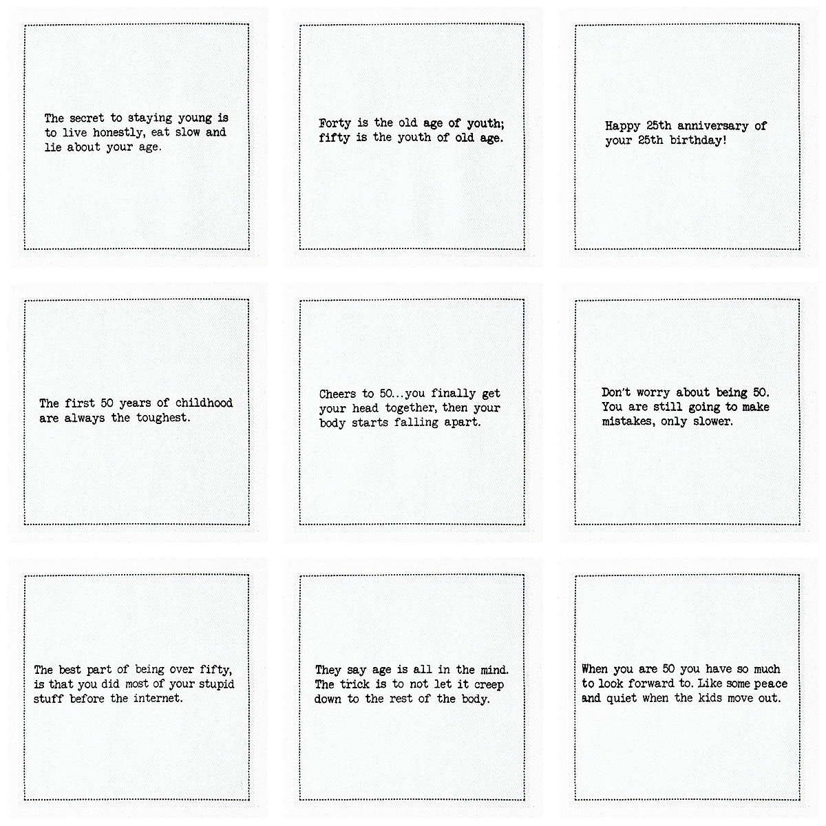 Five Star Napkins 50th Birthday Quotes White Cotton Cocktail Napkins, Beverage Napkins, Bar Napkins, Cloth Napkins, Party Napkins, Events, Holidays, Weddings, Birthdays, Disposable, 4.5" x 4.5"- (50x)