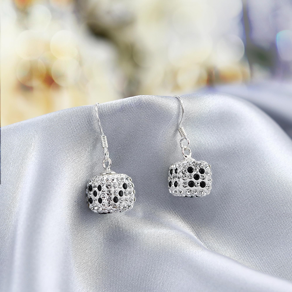 AeraVida Sparkling Dice 3d Cubic Zirconia .925 Sterling Silver Dangle Earrings | Zirconia Earrings | Dice Earrings for Women | 3d Cube Earrings for Women