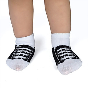 EPEIUS Unisex Baby Non-Slip Socks Like Shoes Infant Boys/Girls Anti Slip Booties for 0-6 Months (Set of 6),Black/White/Blue/Yellow/Brown/Green