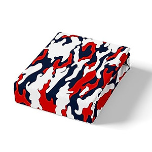 Red Camo Geometry Bed Sheet 4 Piece,Gymnastics Dance Sheets Full Size Bed Set,Dreamy Girly Cheerleading Bedding Set with Flat,Fitted Sheet,2 Pillow Cases