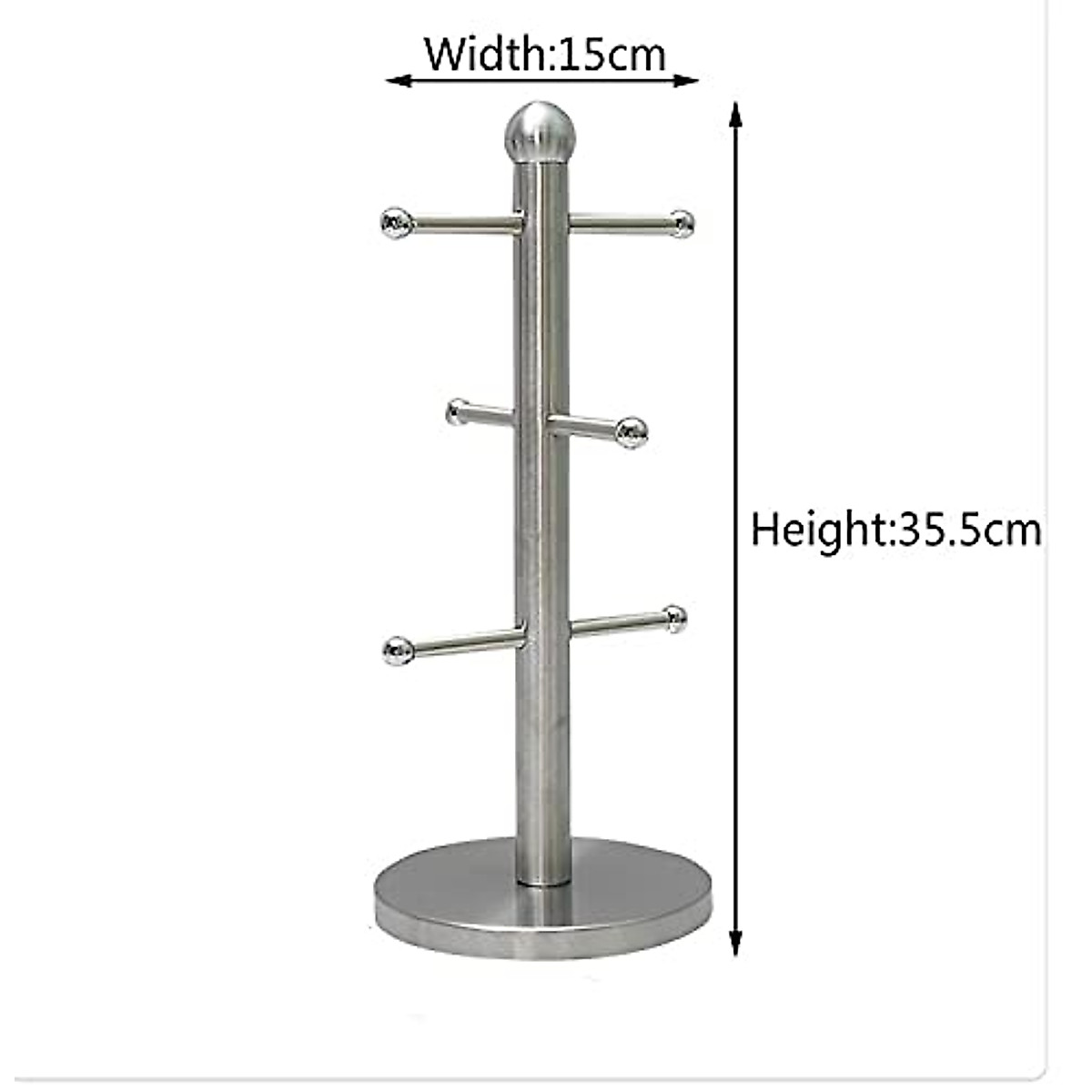 Stainless Steel Mug Drying Storage Rack Holder Mug Hooks,Multi-Functional Cup Dispaly Stand Tree Shape Coffee Cups Stand with 6 Hooks for Kitchen Home Decor