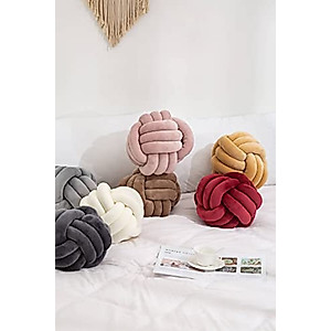 Soft Knot Ball Pillow, 7.8'' Velvet Round Knotted Pillow Cushion Home Decorative, Knot Pillow for Home Sofa Couch Bedroom Living Room Decor, Light Purple