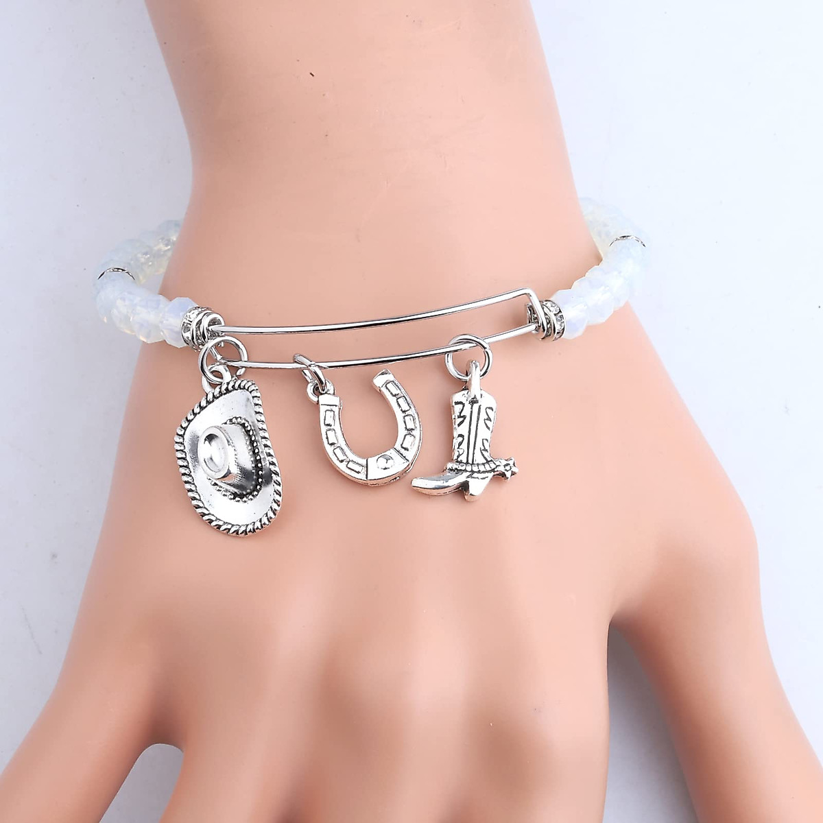 FEELMEM Cowl Jewelry Equestrian Bracelet l Western Jewelry Horses Horseshoe Charm Bracelet Horse Lover Gift (Cowl Bracelet)