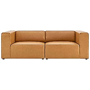 Modway Mingle Vegan Leather 2-Piece Sectional Loveseat in Tan