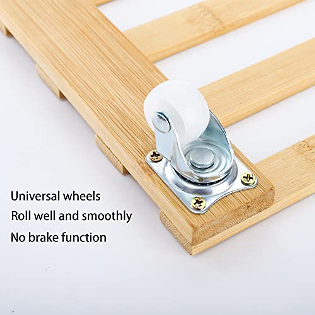 Cedilis 3 Pack Plant Caddy, Bamboo Plant Stand with Rolling Wheels, Mobile Flower Pot Mover Roller, Heavy Duty Plant Pot Pallet Dolly Caster for Patio Outdoor, Holds up to 100 Lbs, 12 Inch Square