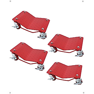 Garvee Car Dolly Set of 4 with 6000 lbs Capacity, Carbon Steel Heavy Duty Car Mover Wheel Dollies with Antiskid Plate & 360 Degree Rotatable Wheel, 16"*13", Red