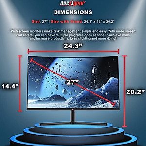 Deco Gear 27-Inch 2560x1440 HDR 400 Color Accurate Curved Gaming Monitor, VA Panel, 16:9 Aspect Ratio, 3000:1 Contrast Ratio, 99% sRGB, 85% NTSC, 90% DCI-P3, 83% Adobe RGB, 144Hz Refresh Rate