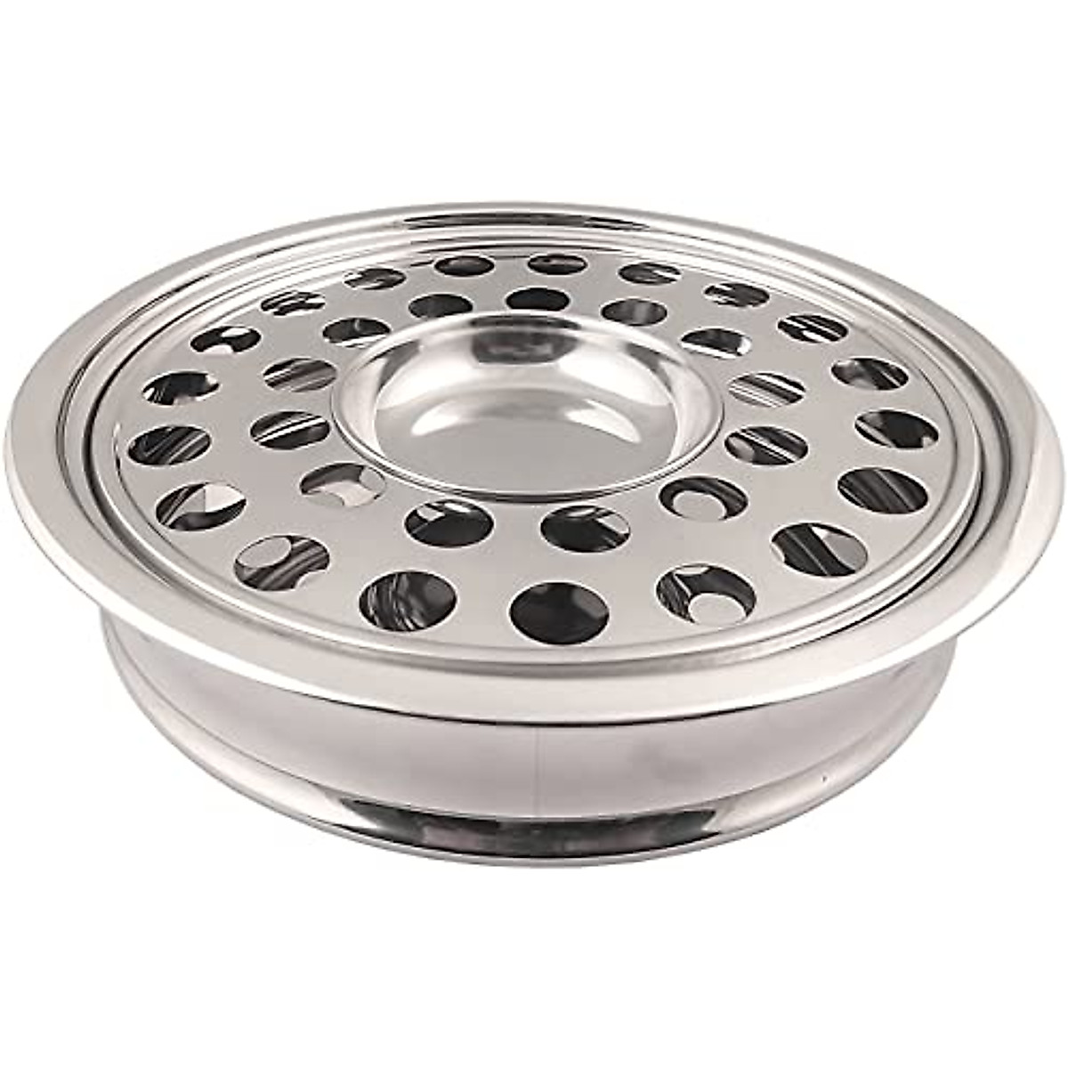 Communion Ware Holy Serving Tray Including Center Bread Plate with A Cover - Stainless Steel (Silver/Mirror)