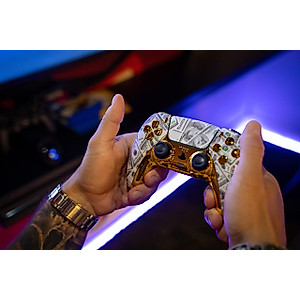 MODDEDZONE Custom Wireless Controller compatible with PS5 Exclusive Unique Designs | Personalize Your Gaming Experience and Exceptional Performance| Compatible with Playstation 5 (Gold Money)