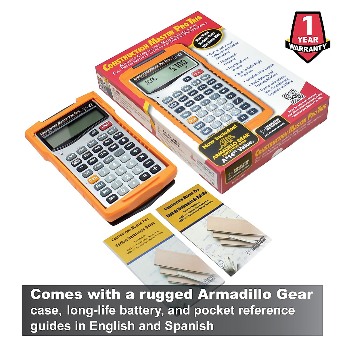 Calculated Industries 4080 Construction Master Pro Trig Advanced Construction Math Feet-Inch-Fraction Calculator with Full Trig Function for Architects, Engineers, Contractors, Estimators and Framers