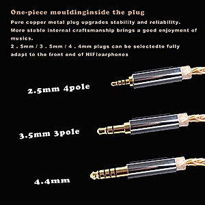 FEDAI Earphone Cable Upgrade 16 Core Silver Plated Copper Cable HiFi Headphones IEM Cable with 2 Pin for ES4 ZST ZSN AS10 ZS10 CCA C10 C16 ZSX ZS10 PRO AS16 ZSR TRN V80 V90 BA5C12(2.5mm,2pin)