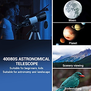 Telescopes for Adults Astronomy, 80mm Large Aperture for Astronomy Beginners, Adults 3 Rotatable Eyepieces Refractor Telescope 400mm/80mm with Tripod, Phone Adapter