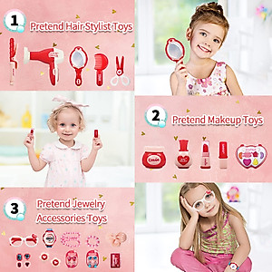 Ansoyi 28Pcs Pretend Makeup Toy Sets, Role Play Princess Dress Up Kids Birthday Party Play Gift Toy