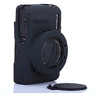 Yisau Case for G7X Mark II G7X Removable Lens Cover, Silicone Cover Rubber Soft Camera Case for Canon PowerShot G7X II G7X (Glamour Black)