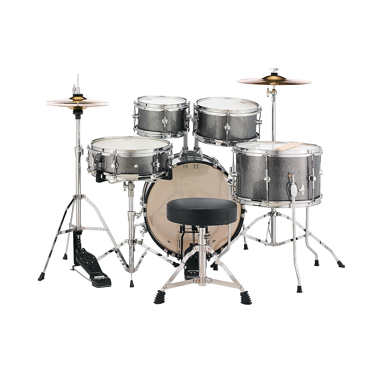 Pearl Roadshow Jr. 5 Piece Drum Set with Hardware and Cymbals, Gindstone Sparkle (RSJ465C/C708)