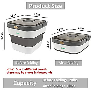 Treetoi Rice Storage Container Dog Food Storage Container 20 Lbs Rice Dispenser Collapsible Food Storage Bin with Airtight Locking Lid