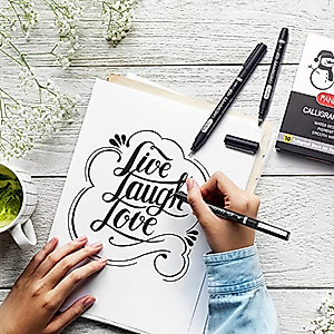 PANDAFLY Calligraphy Pens, 10 Size Calligraphy Pens for Writing, Brush Pens Calligraphy Set for Beginners, Hand Lettering Pens, Brush Markers Set, Black Ink Drawing Pens