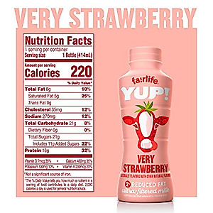 fairlife YUP! Low Fat, Ultra-Filtered Milk, Very Strawberry Flavor, All Natural Flavors (Packaging May Vary), 14 Fl Oz (Pac-k of 12)