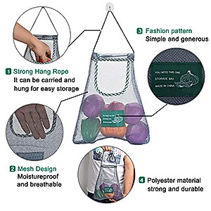 3PCS Reusable Mesh Bag, Portable Produce Bags, Washable Hanging Storage Bags, Organizer Shopping Handbag for Fruit, Garlics, Onions, Potatoes