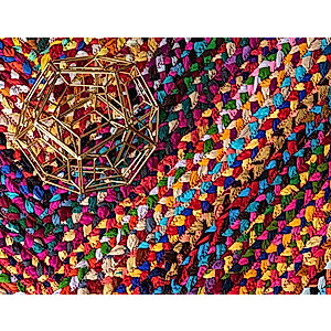 Unique Loom Braided Chindi Collection Area Rug - Layer (3' 3" Round, Multi/ Blue)