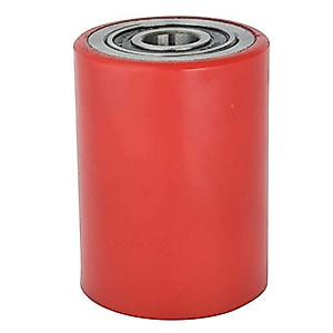 Pallet Jack/Truck Load Wheels Full Set with Axles and Entry Exit Roller 3" x 3.75" with Bearings ID 20mm Poly Tread Red