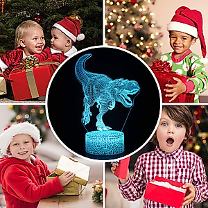 SZLTZK Dinosaur 3D Illusion Lamp for Boy Dinosaur Lamp 16 Colors with Remote Control Smart Touch Night Light Best Christmas Birthday Gift for Boy Girl Kids Age 5 4 3 1 6 2 7 8 9 10 11 Years Old
