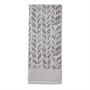 SKL Home by Saturday Knight Ltd. Distressed Leaves Hand Towel,Gray, 16" x 26", 2 Count (Pack of 1)